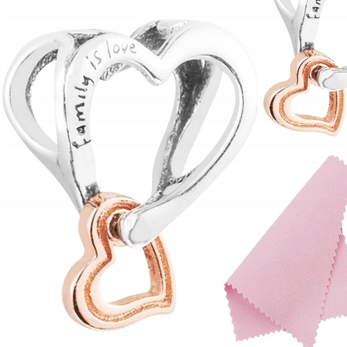 Charms zawieszka RODZINA JEST MIŁOŚCIĄ serce dla mamy charmsy beads ...