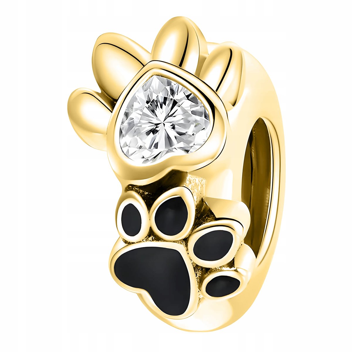 CHARMS Złoty Psia Kocia Łapka Stoper Łapa Psa Kota bff POKRYTY ZŁOTEM ...