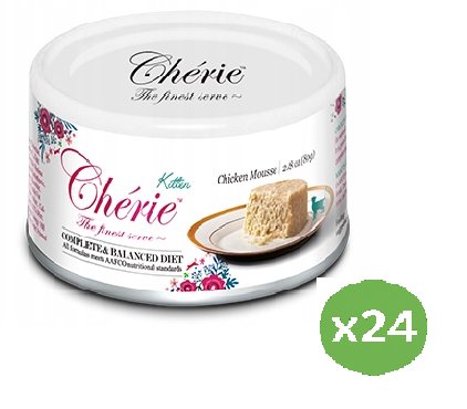 Chérie Premium Pełna Zrównoważona Dieta Mus z kurczaka dla kociąt 80g x 24 - Chérie | Sklep ...