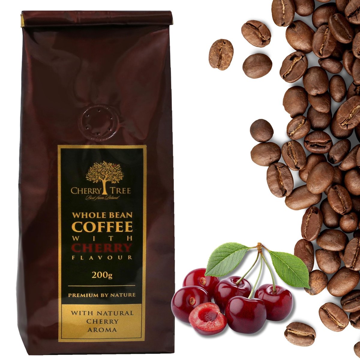 Cherry Tree Kawa ziarnista aromatyzowana o smaku wiśni 400 g - Cherry ...