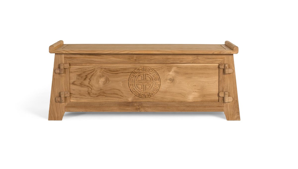 Chest made of solid natural teak wood, 114 cm - giner and colomer ...