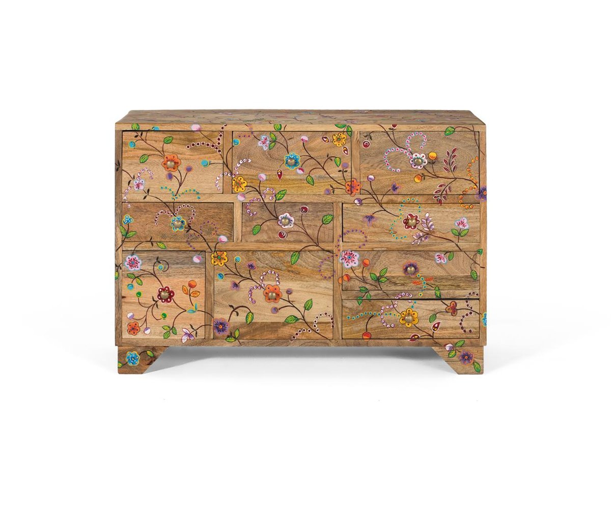 Chest of 10 drawers hand-carved in mango wood - giner and colomer ...