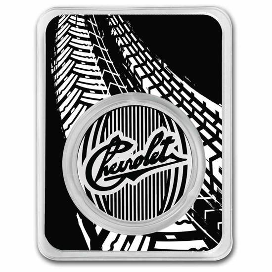 Chevrolet Original Logo (1911-1914) kolorowany 1 uncja Srebra Certipack ...