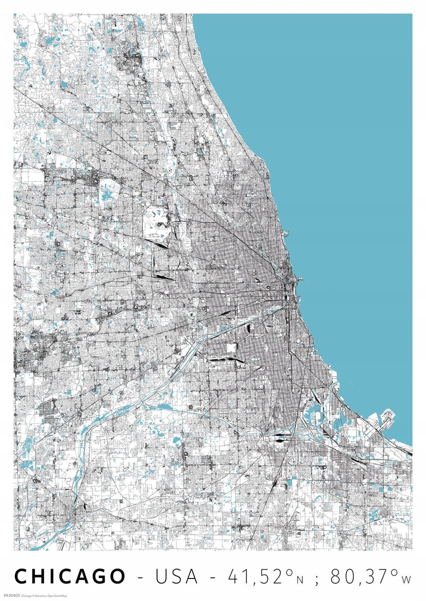 Chicago Mapa Miasta - plakat A3 29,7x42 cm - inna (Inny) | Sklep EMPIK.COM