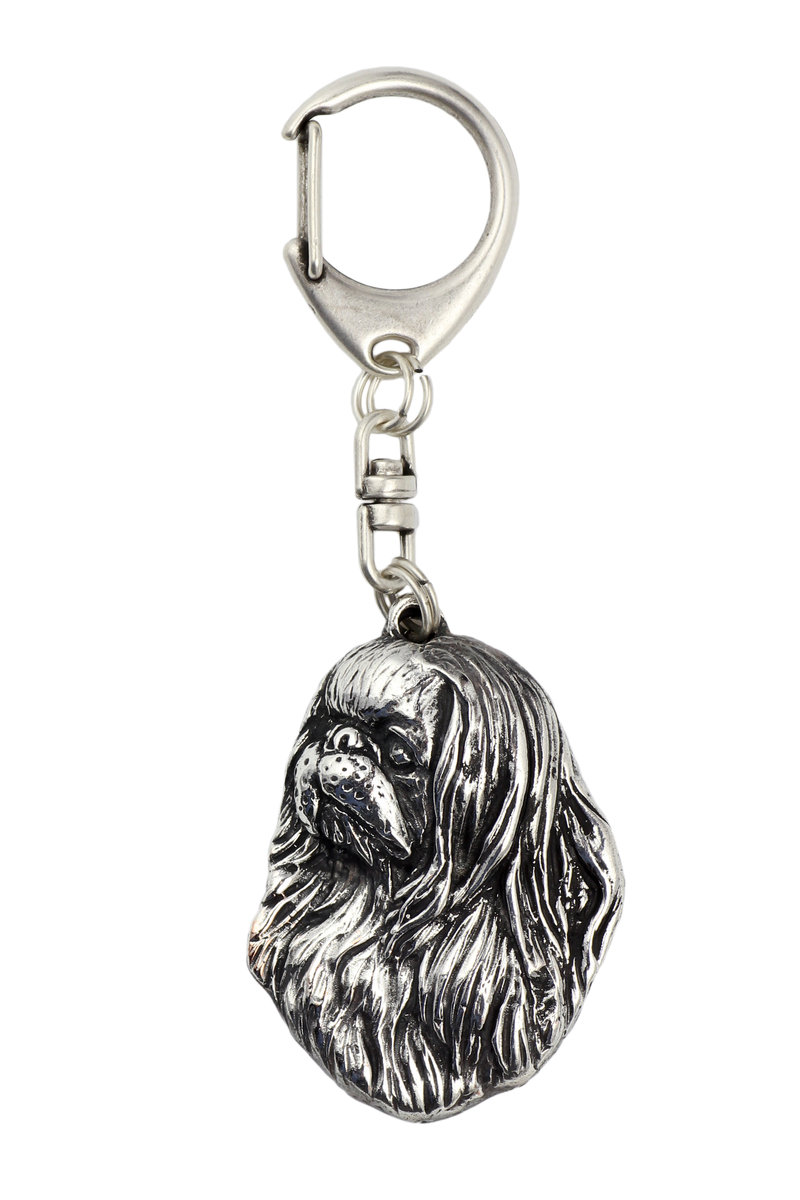 Chin japoński, Spaniel japoński - posrebrzany brelok do kluczy z psem ...