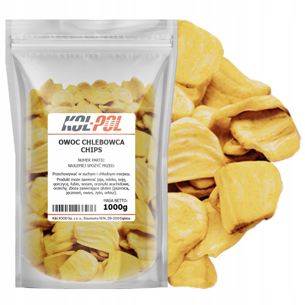 CHLEBOWIEC SUSZONY CHIPS 1kg Jackfruit Owoc Chlebowca jakość Kol-Pol ...