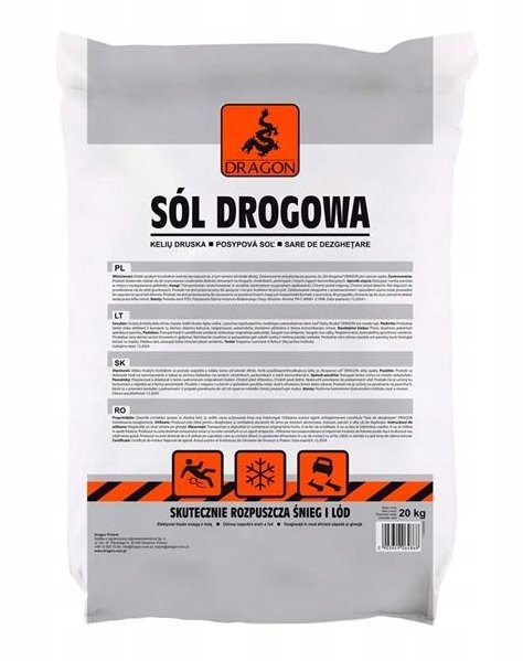CHLOREK SODU Sól drogowa 20 kg DRAGON na Gołoledź Wydajna Skuteczna ...