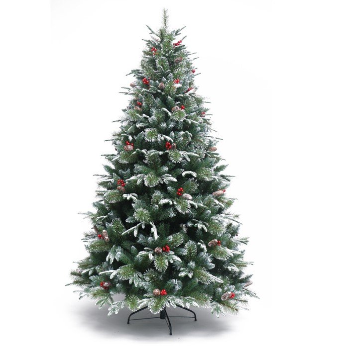 Choinka Premium StarryLights ośnieżona z szyszkami i jarzębiną 210 cm x ...