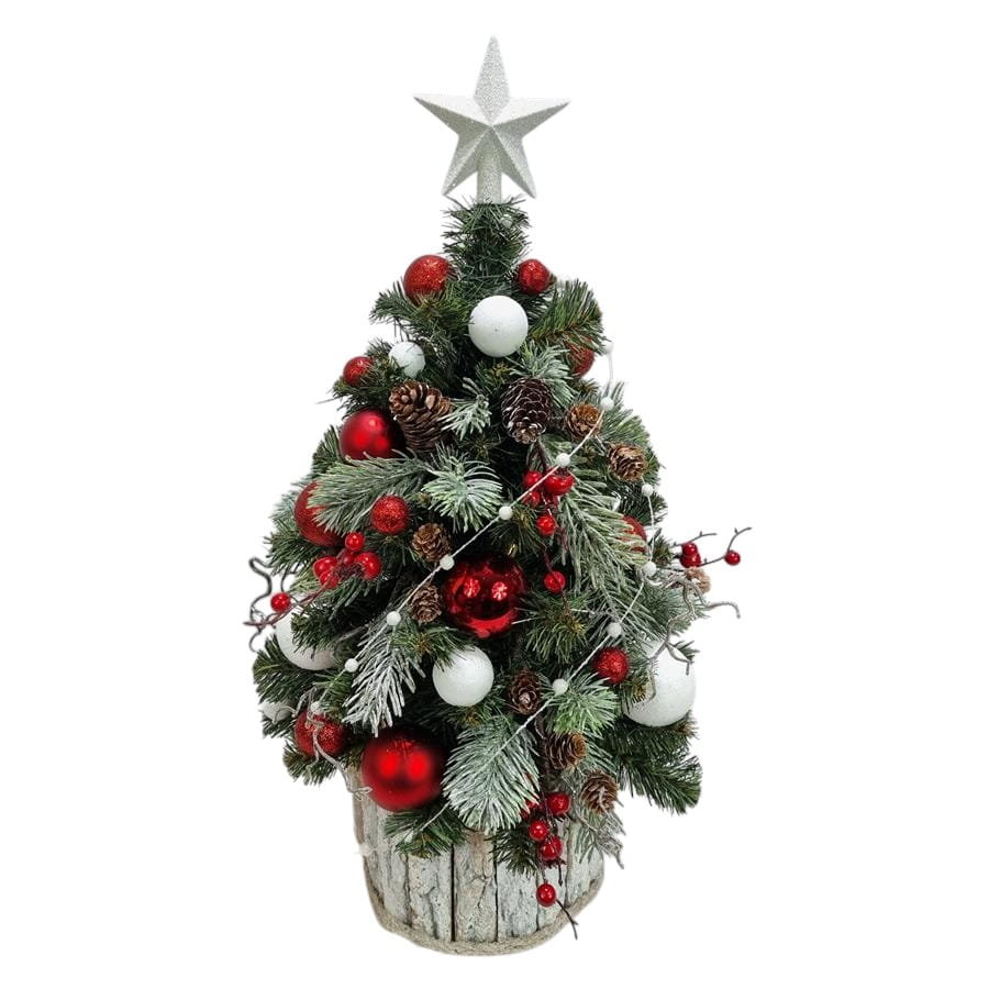 CHOINKA ŚWIERK czerwono biała w donicy (2531.19) gotowa udekorowana ...