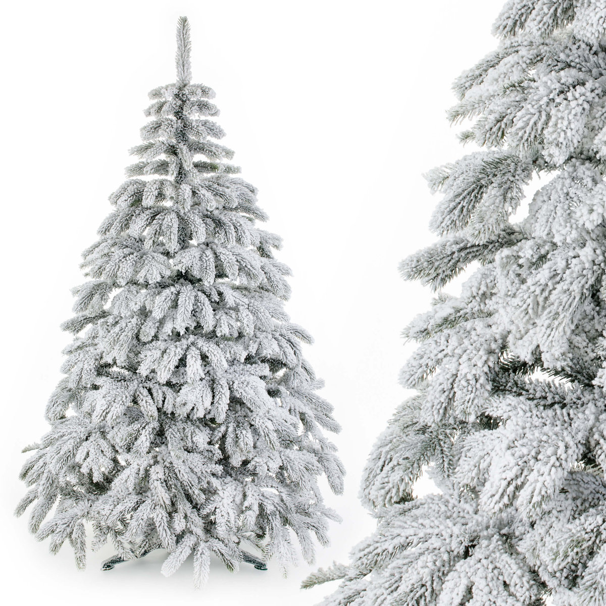 CHOINKA SZTUCZNA biała gęsta OŚNIEŻONA ŚWIERK PE 150cm + STABILNY ...