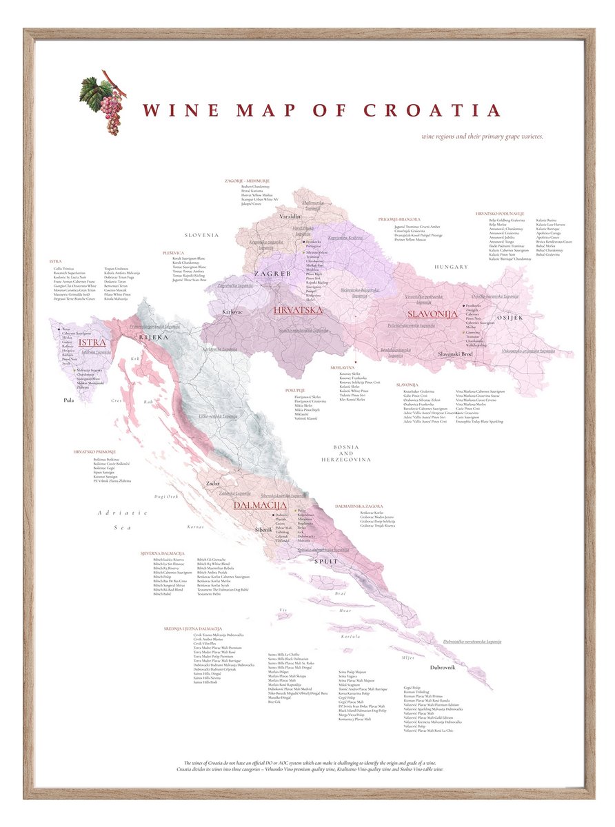 Chorwacja Regiony Winiarskie 50X70Cm Plakat Kuchnia Wino - Mapsbyp ...