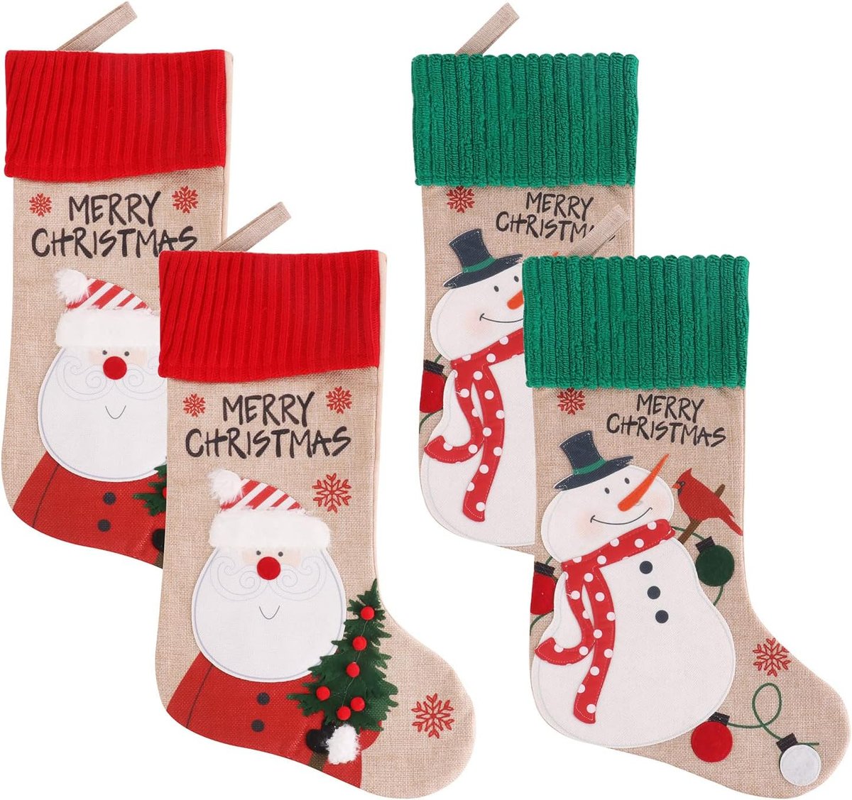 Christmas Stockings，Big Size 4 Pack Stocking 18-Inch Stocking Extra ...