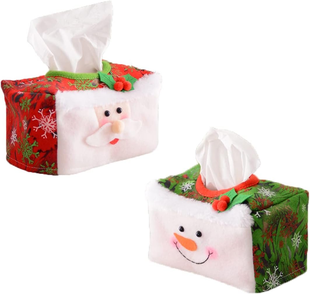 Christmas Tissue Box, 2 Pieces Tissue Box Decoration Christmas Tabletop ...