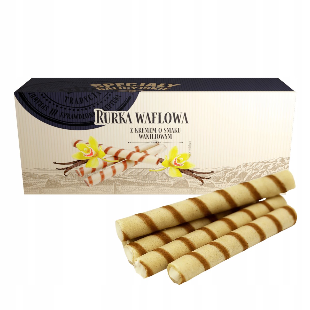 Ciastka Rurki Waniliowe kruche domowe wypieki Specjały Galicyjskie 160g ...