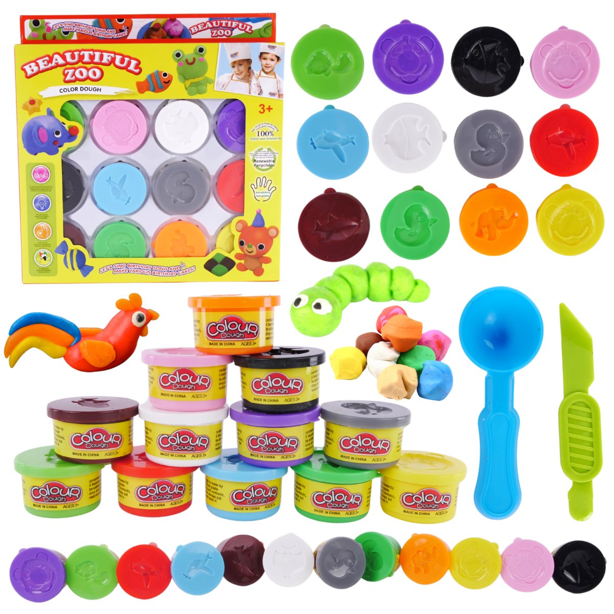 Ciastolina Plastelina Masa Plastyczna Zestaw Akcesoria 12 Tubek ...