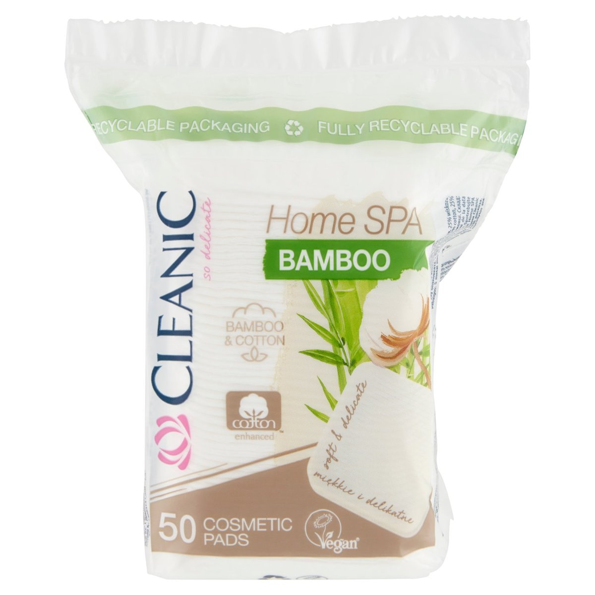Cleanic, Home SPA Bamboo, Płatki kosmetyczne, 50 szt. | Sklep EMPIK.COM