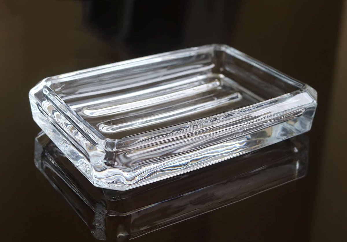 Clear Glass Soap Dish, Heavy Soap Holder for Bathroom, Sink and Kitchen ...