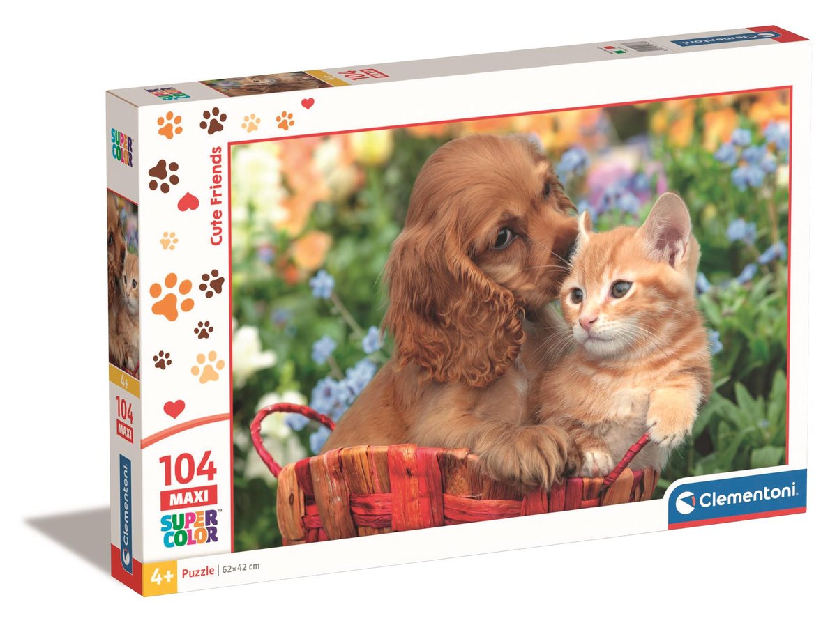 Clementoni, Puzzle, Maxi, Super Kolor, Cute Friends, 104 el ...