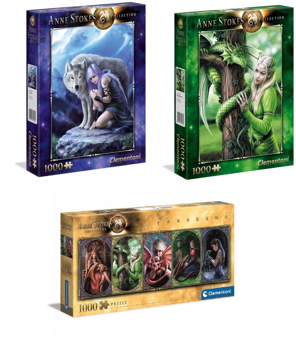Clementoni, puzzle, Zestaw Puzzli Anne Stokes, 3x1000 el. - Clementoni ...