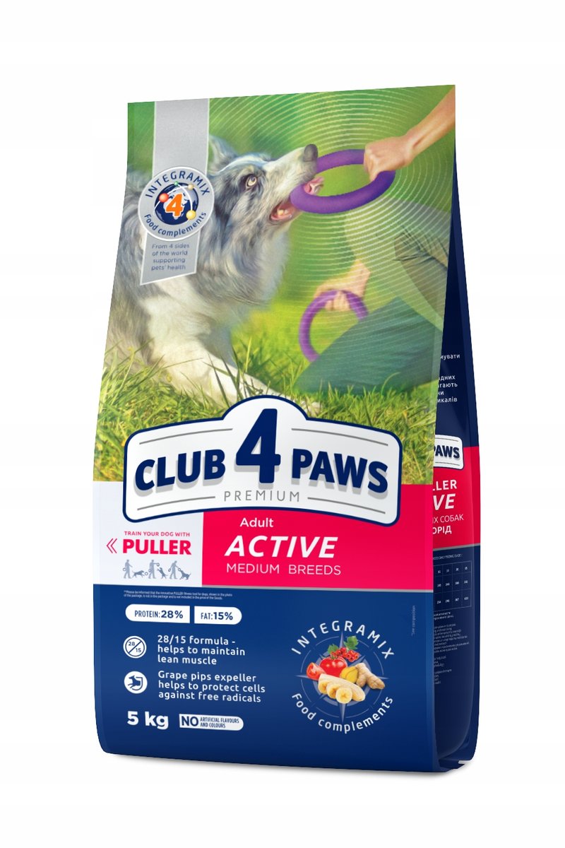 Club 4 Paws Premium „Active” Sucha karma dla dorosłych aktywnych psów średnich ras 5 kg - Club 4 ...