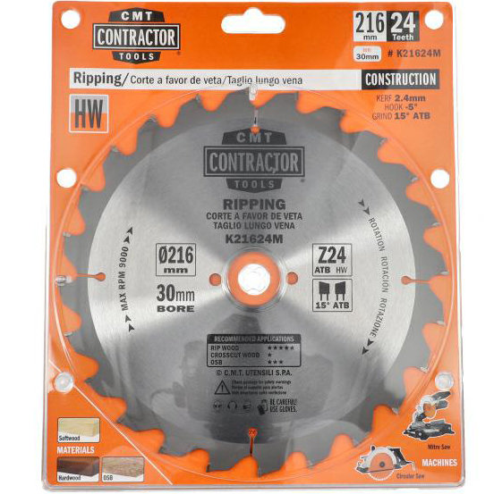 CMT Contractor Tarcza Tnąca Konstrukcyjna Do Drewna Piła HM 216 x 30 mm ...