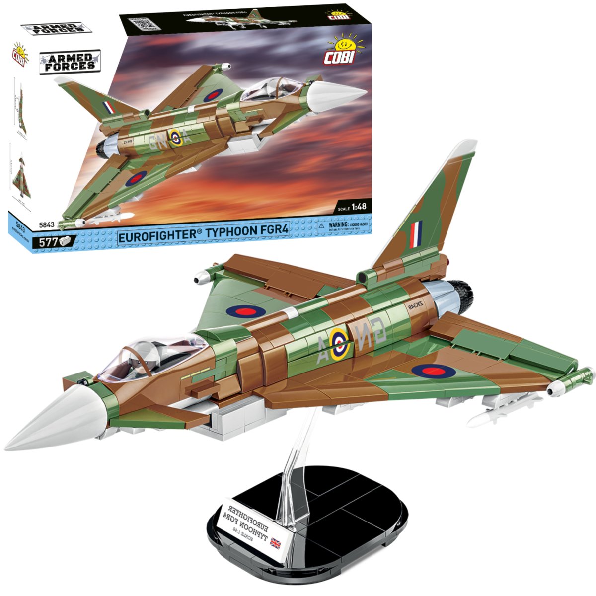 Cobi, klocki, 5843 Samolot Eurofighter Typhoon FGR4 GiNA Armed F 577 El ...