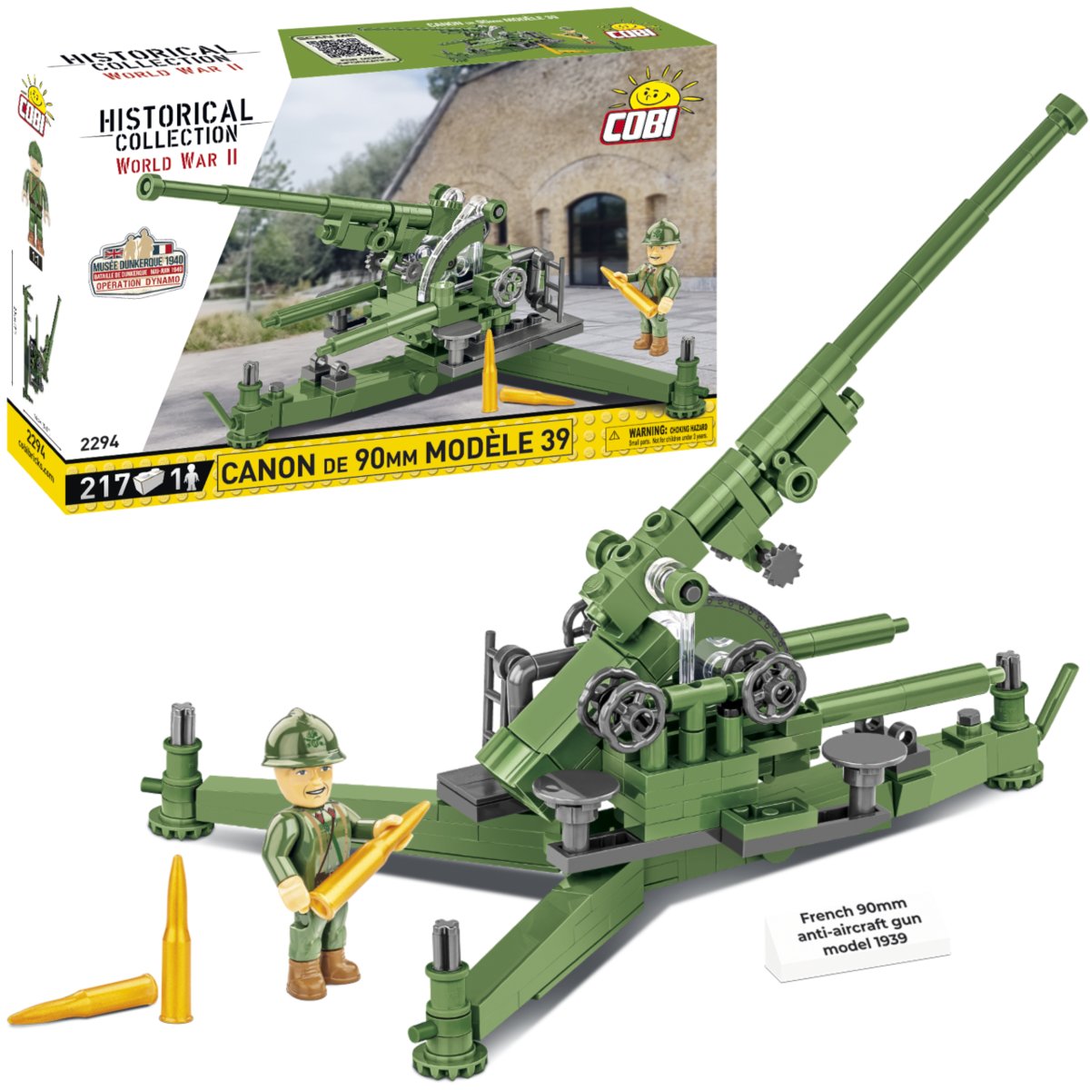 COBI, klocki, Działo Canon de 90 mm model 1939 HC WW2, 2294 217 El ...