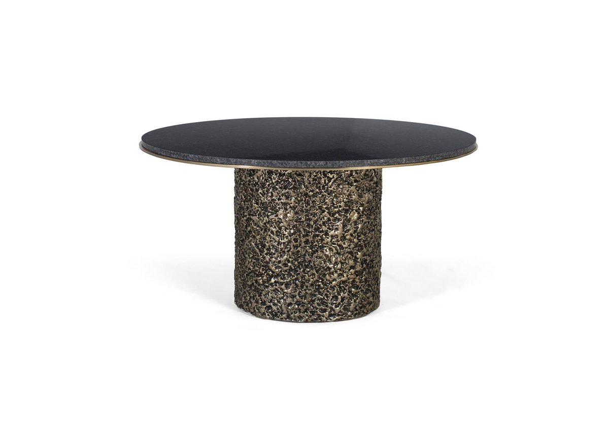 Coffee table with marble top and metal base, refined elegance, 45x87x87 ...