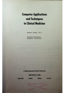 Computer applications and techniques in clinical medicine - John Wiley & Sons | Książka w Empik