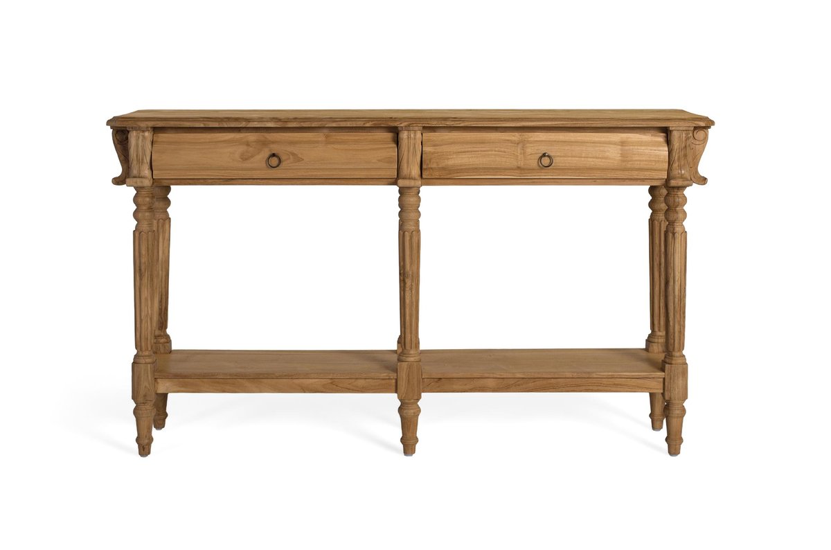 Console table in solid teak wood with metal handles - giner and colomer ...