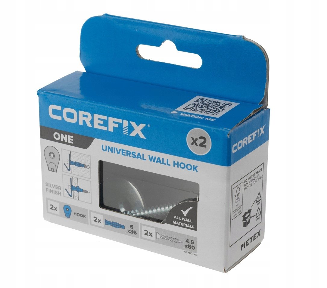 COREFIX ONE Uniwersalny hak ścienny 2szt (srebrny - Inna marka | Sklep ...