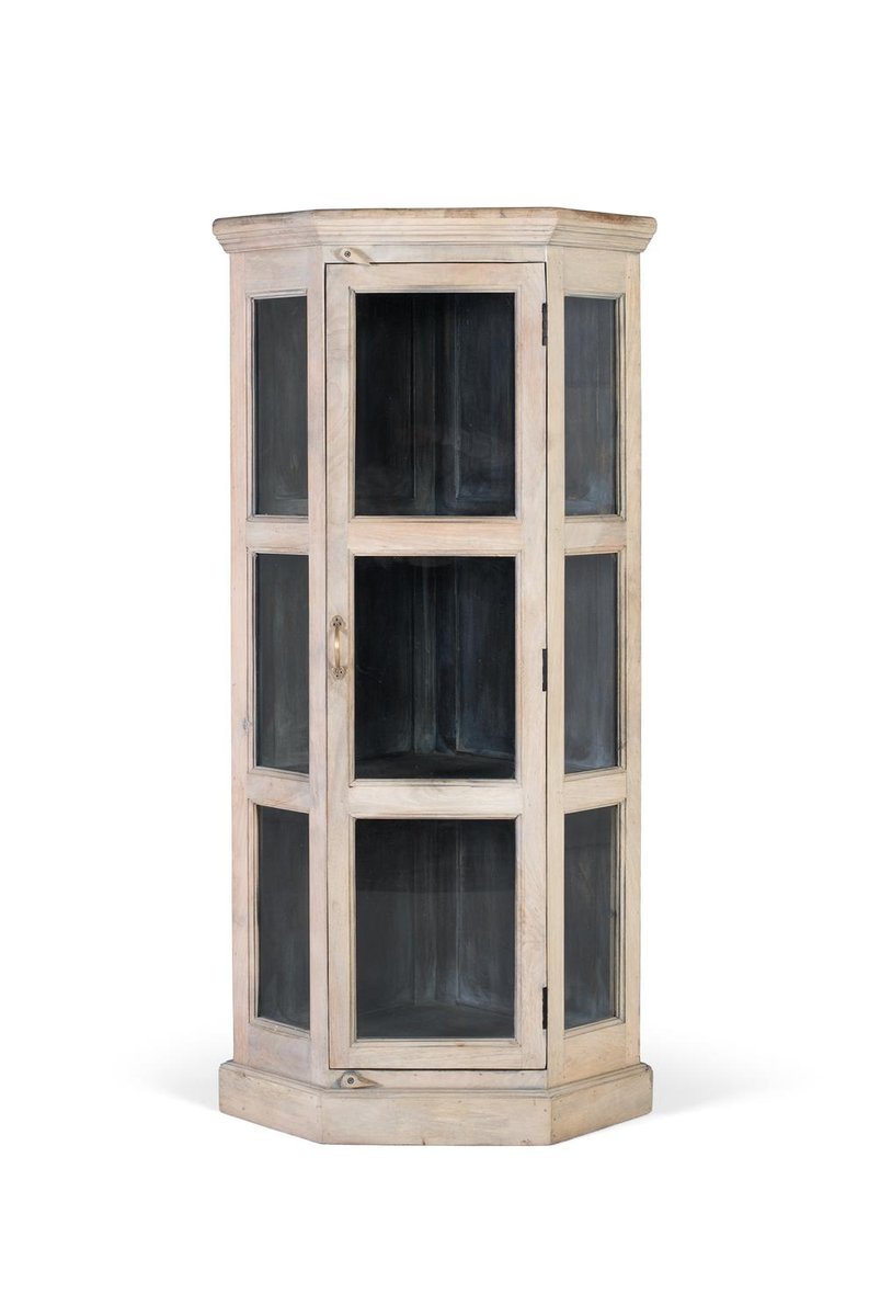 Corner display cabinet in mango wood with glass front door - giner and ...