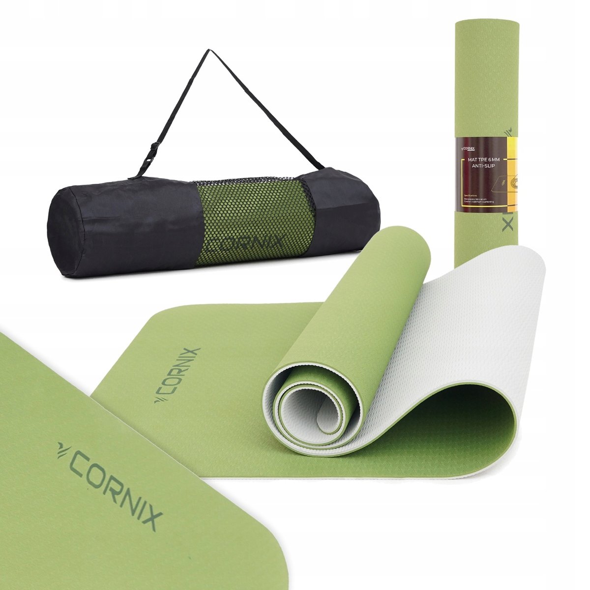 CORNIX MATA DO ĆWICZEŃ JOGI FITNESS PILATES ANTYPOŚLIZGOWA TPE 6MM ...