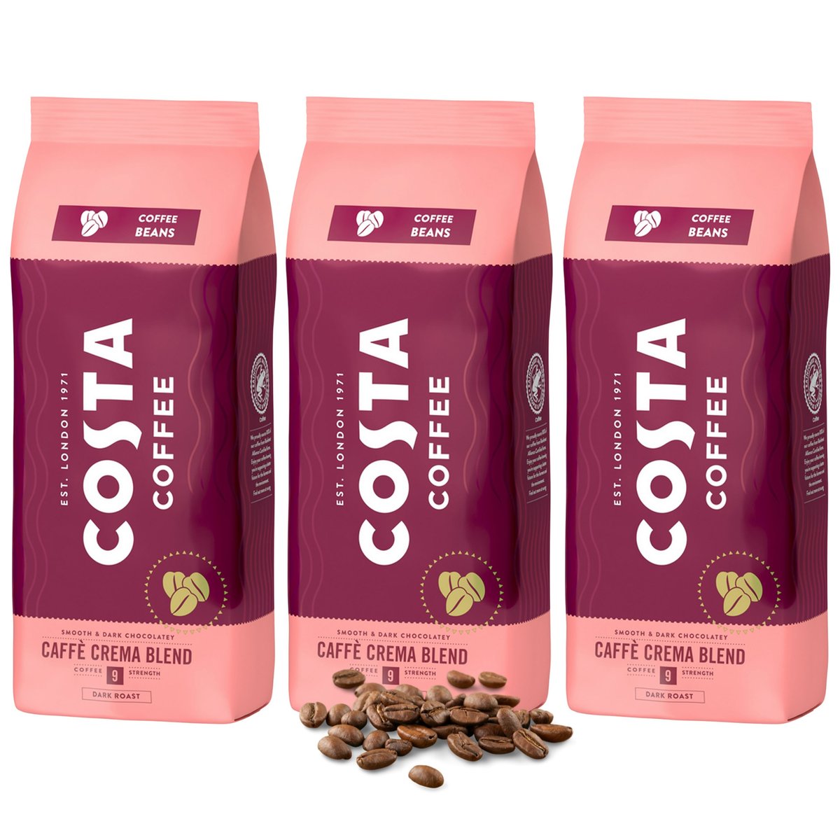 Costa Coffee Kawa Caffe Crema Blend Dark Ziarnista, Coffee Beans 3 kg ...