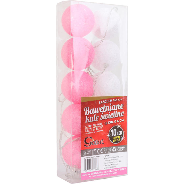 Cotton balls 10 LED 6 cm na baterie - Goliat | Sklep EMPIK.COM