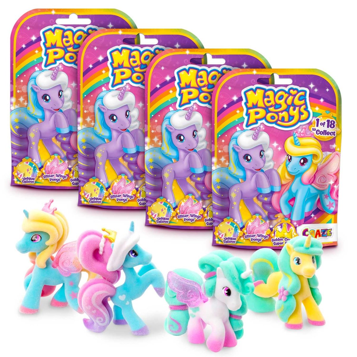CRAZE Magic PONYS 4-częściowy zestaw jednorożców dla dziewczynek od 3 ...