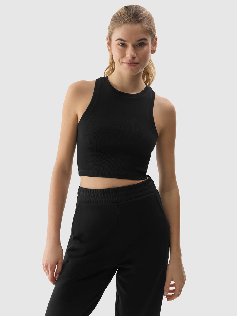 Crop top slim damski 4F 4FWSS24TSLEF066-20S Czarny - 4F | Moda Sklep ...