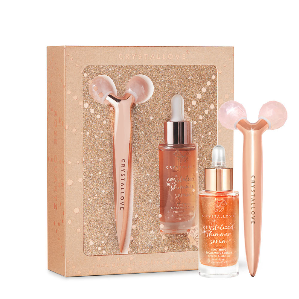 CRYSTALLOVE Rose quartz 3D lift & sculpt set - masażer liftingujący i ...