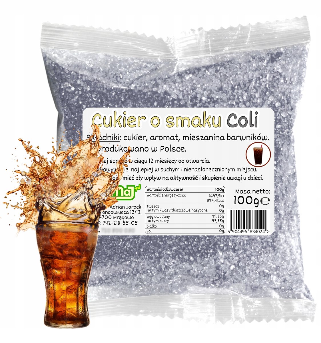 Cukier Kolorowy Do Waty Cukrowej Cola Czarny 100g Saszetka Colowy Szary - ADMAJ | Sklep EMPIK.COM