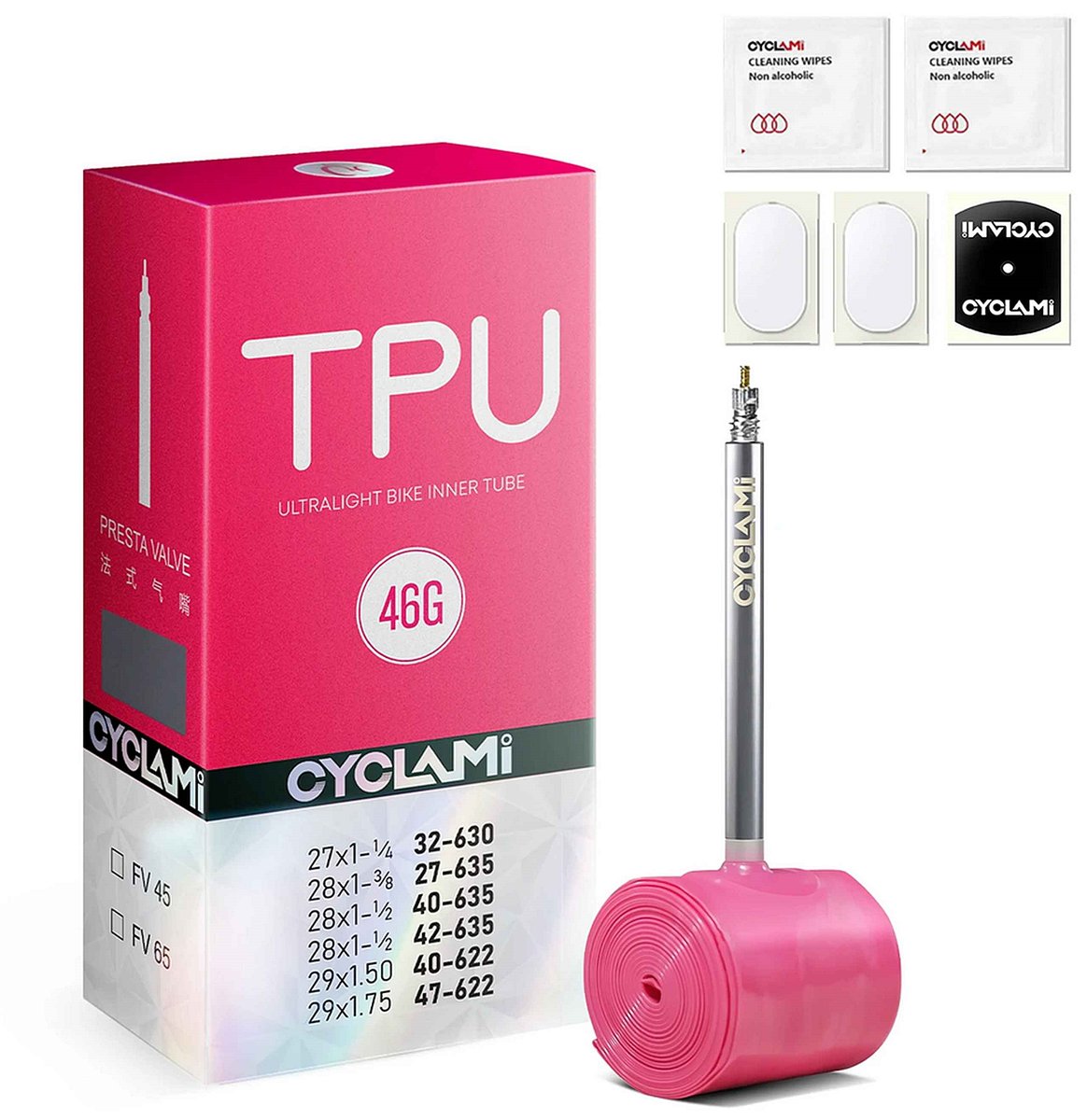 CYCLAMI TPU SUPER Lekka Dętka 30g ALU WENTYL Presta 45mm - Inna marka ...