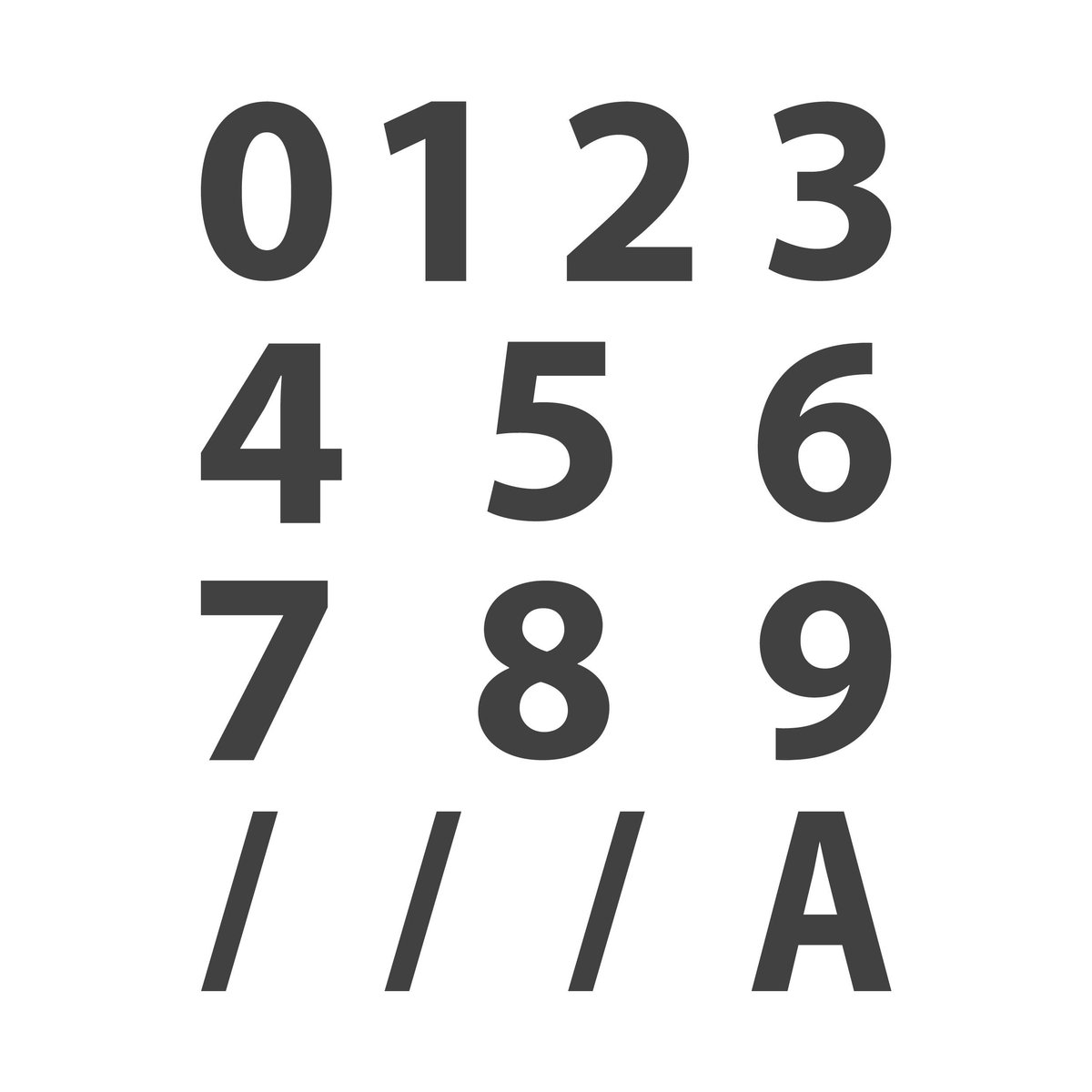 Cyfry samoprzylepne - zestaw naklejek, wysokość 20 CM, CIEMNO SZARE ...