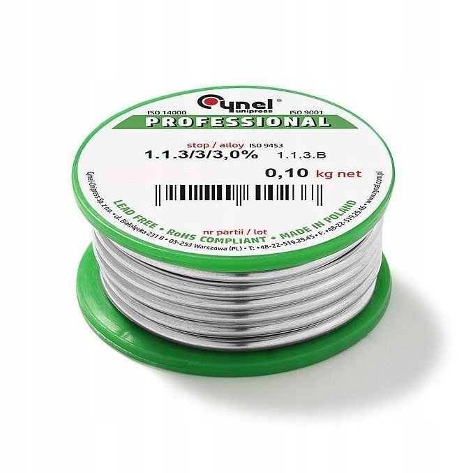 Cyna Spoiwo Lutownicze 1Mm 100G Sn96,3Ag3,7 Cynel Bezołowiowa Do ...