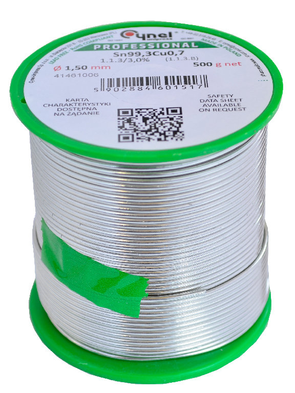 Cyna z topnikiem 1,50mm 500g 0,5kg Pb Free - CYNEL Unipress | Sklep ...
