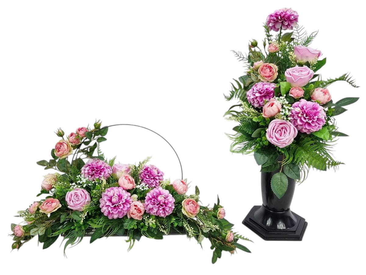 CYNIE różowe (540.7) stroik + bukiet KOMPLET na cmentarz - Marko604 ...