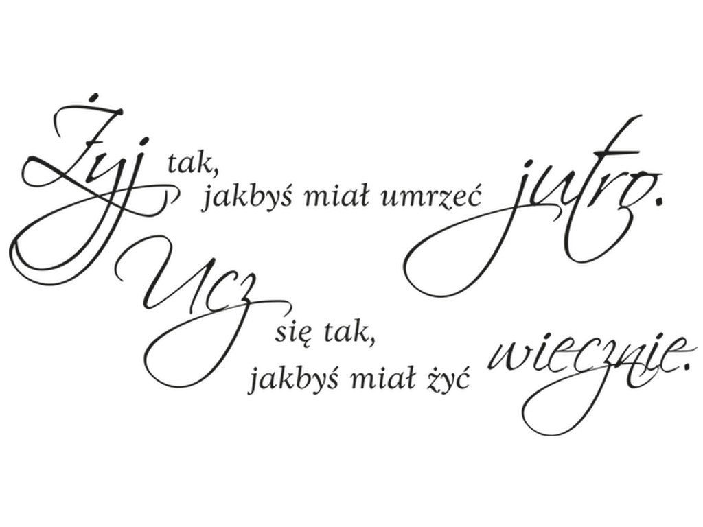 Cytaty, Żyj tak jakbyś miał umrzeć jutro, Naklejka ścienna ... Cytaty, Żyj tak jakbyś miał umrzeć jutro, Naklejka ścienna ...