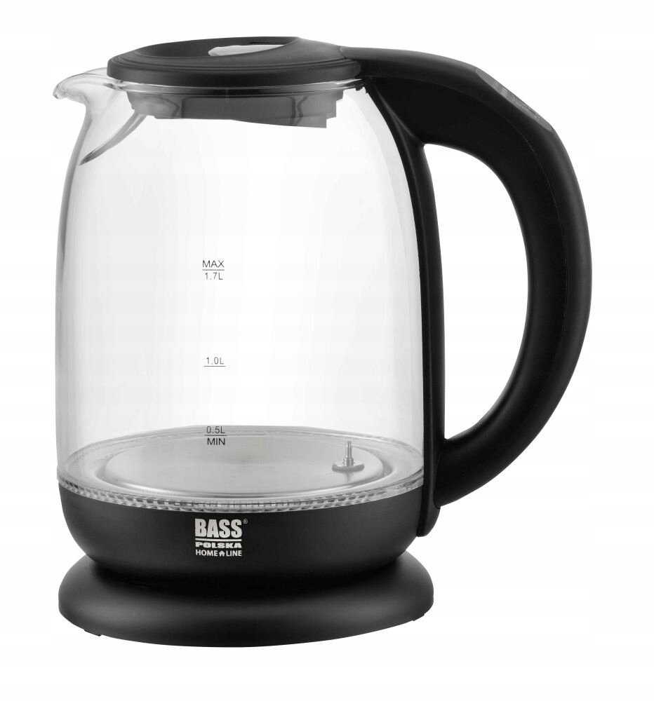 CZAJNIK ELEKTRYCZNY SZKLANY 1,7L 2200W REGULACJĄ TEMP BEZPRZEWODOWY LED - Bass | AGD Sklep EMPIK.COM