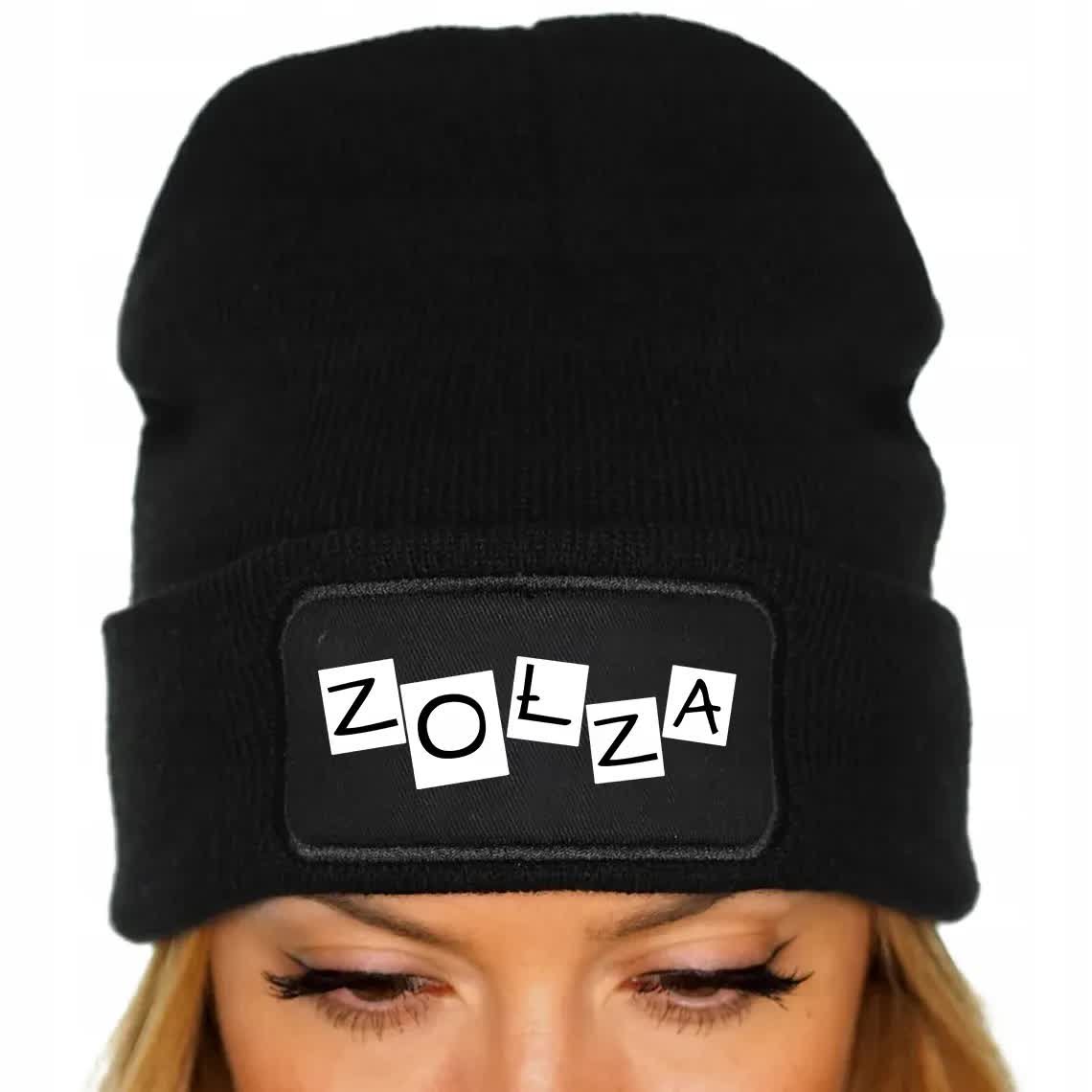 Czapka Jesienna Bawełniana ZIMOWA Czarna Beanie ZOŁZA Na Prezent Wzory ...