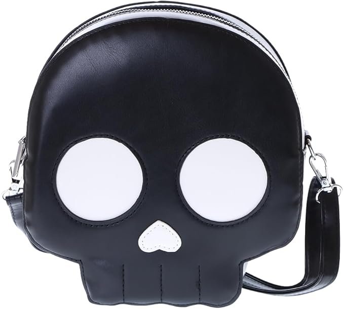 Czarna czaszka, halloween, straszna gotycka torba, 22 x 21 x 6 cm, PU ...