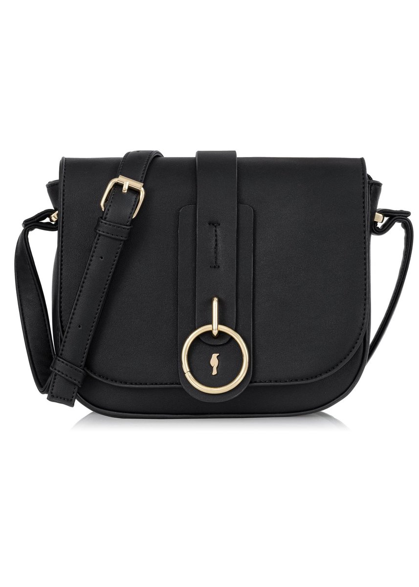 Czarna listonoszka damska z logo TOREC-0627B-99 - OCHNIK | Moda Sklep EMPIK.COM