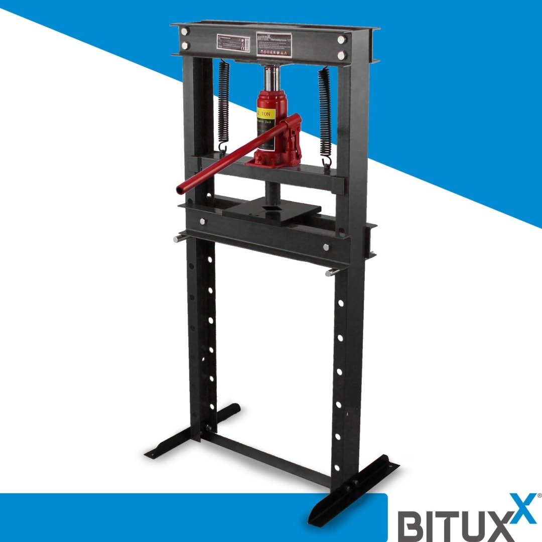 Czarna prasa hydrauliczna 20-tinowa warsztatowa trzpieniowa - BITUXX ...